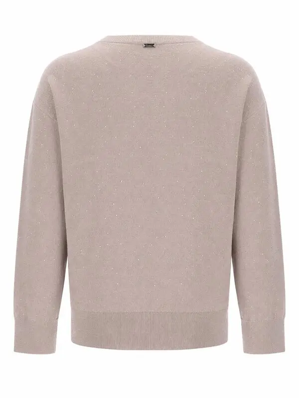 Herno V-neck Knit Top With Glitter Detail