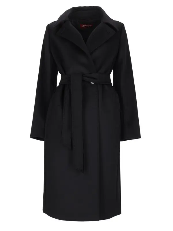 Max Mara Cappotto A Vestaglia In Lana - Black