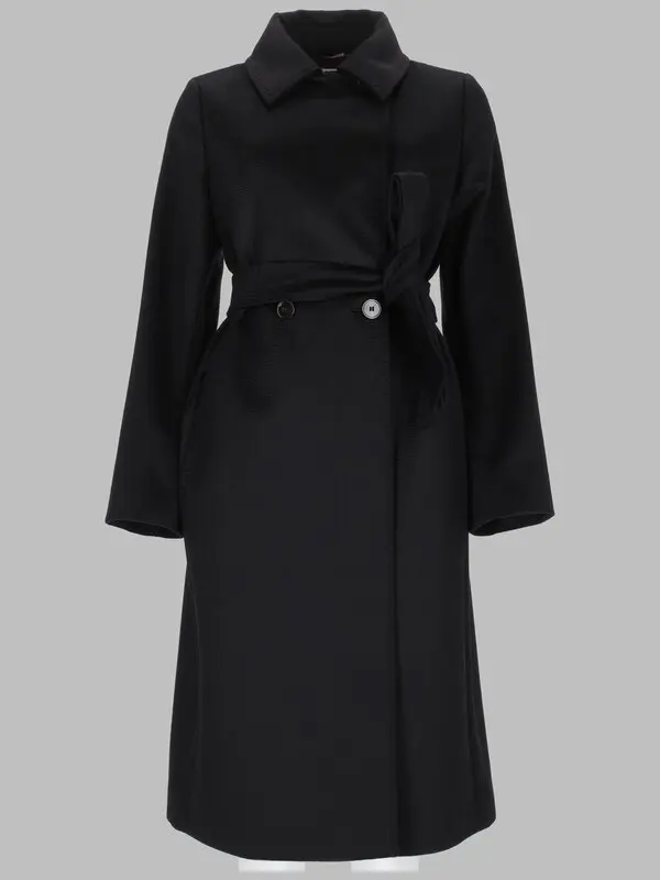 Max Mara Wool Wrap Coat - Black