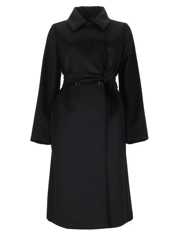 Max Mara Wool Wrap Coat - Black