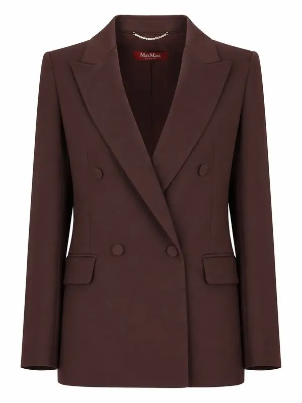 Max Mara Blazer Doppiopetto In Evenrs Satin - Brown