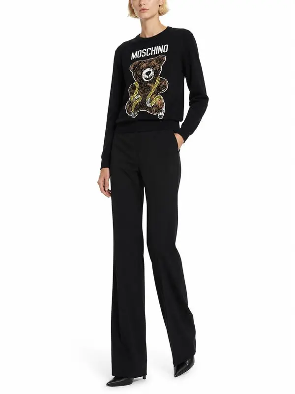 Moschino Teddy Bear Appliqué Knit Sweater