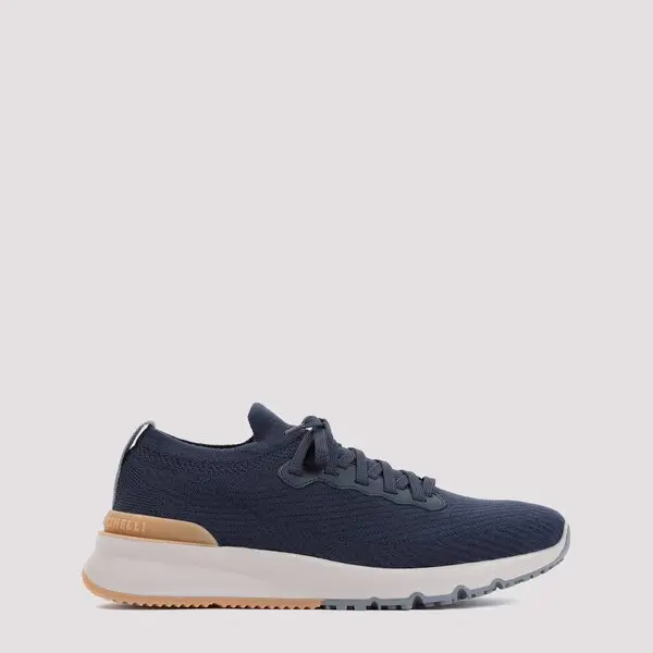 Brunello Cucinelli Wool Sneakers With Rubber Sole - Blue