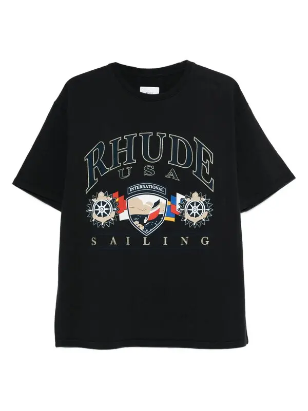 Rhude Sailing-themed Graphic Crew Neck T-shirt - Nero