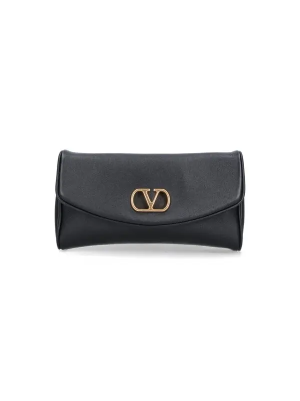 Valentino Garavani Lamb Leather Shoulder Bag - Black
