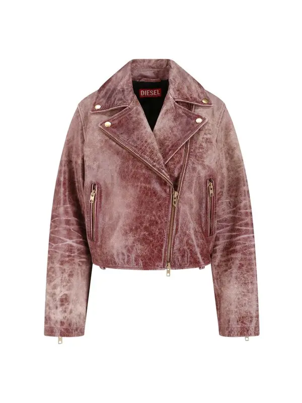 DIESEL® Genuine Leather Moto Jacket - Brown