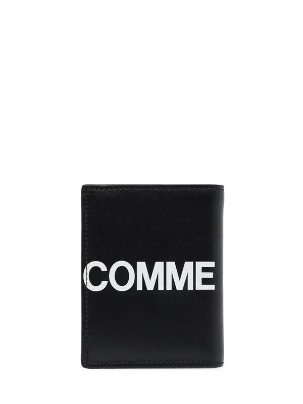Comme Des Garçons Bi-fold Leather Wallet With Contrasting Print - Black