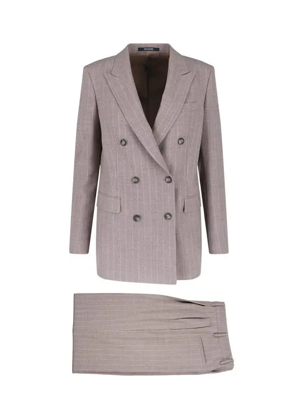 Tagliatore Double-breasted Pinstripe Blazer And Pleated Trousers Set