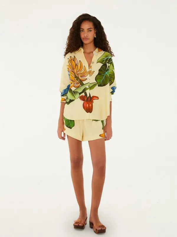 Farm Rio Printed Linen-blend Shorts - Giallo