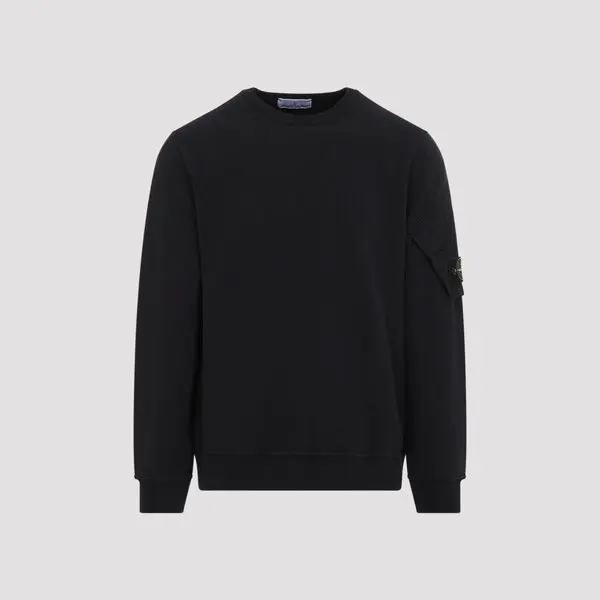 Stone Island Cotton Crewneck Sweatshirt With Logo Detail - Black