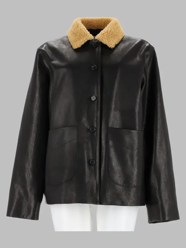 Khaite Cropped Leather Utility Jacket - Black