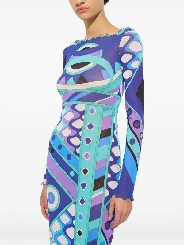 Emilio Pucci Printed Tulle Long Dress