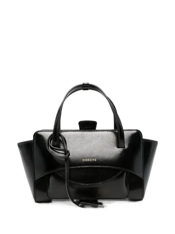 HIDESINS Flap Small Leather Tote - Black