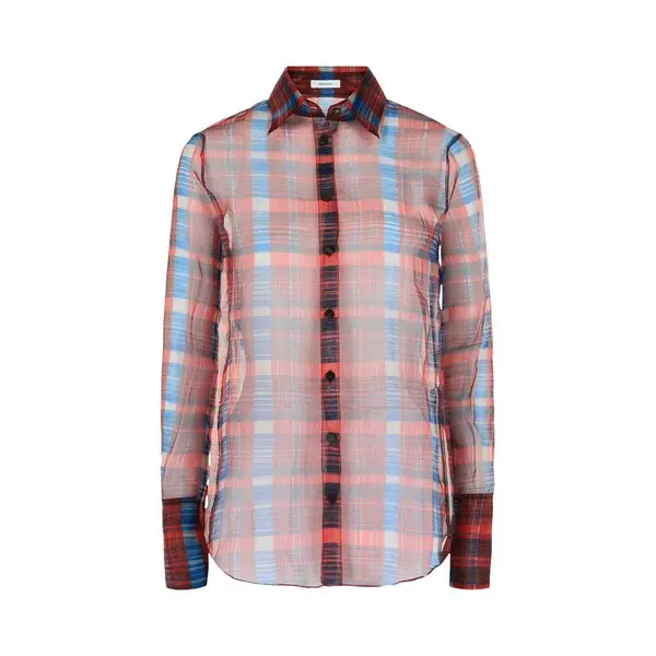 FERRAGAMO August Organza Check Button-front Shirt 'bone - Cream
