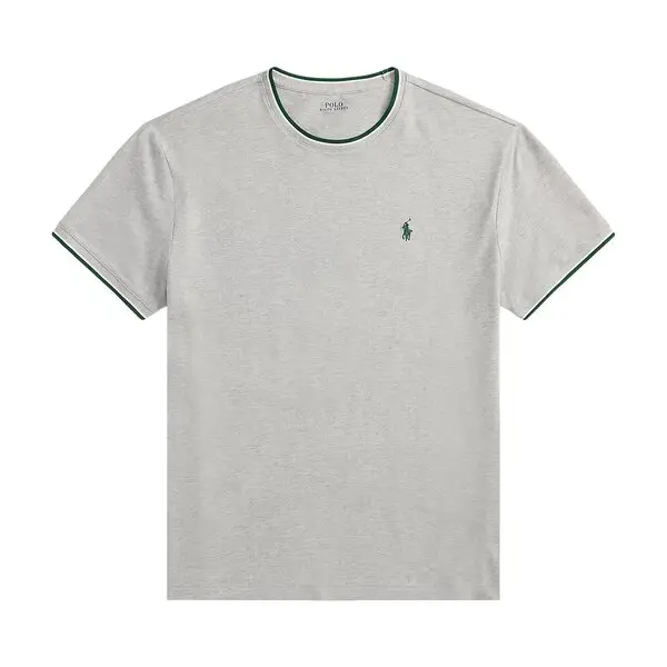 Polo Ralph Lauren Stretch Mesh Crewneck T-shirt W/ Tipping Collar 'spring Heather - Grey