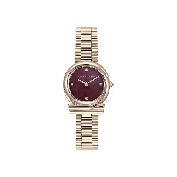 FERRAGAMO Gancini Twisted Diamond Watch - Gold