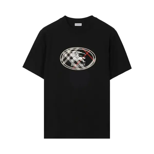 Burberry Ryan Knight Stamp Check T-shirt - Black