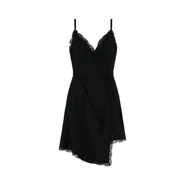 Alexander McQueen Lace-trim Asymmetric Mini Dress - Black