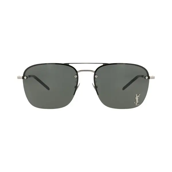 Saint Laurent Aviator-frame Metal Sunglasses /grey - Silver