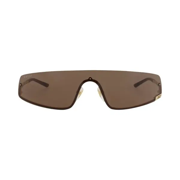 Gucci Shield-frame Metal Sunglasses /brown