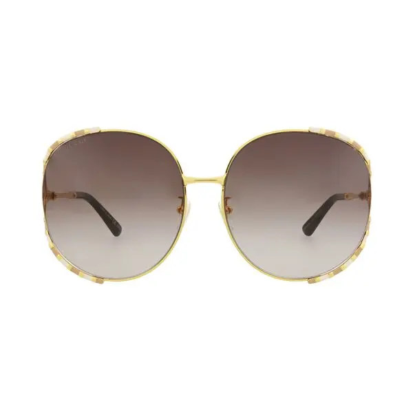 Gucci Round-frame Metal Sunglasses /brown - Gold