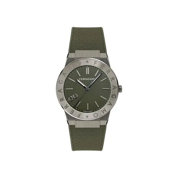 FERRAGAMO Sapphire Logo Recycled Pu Watch 'gun - Black