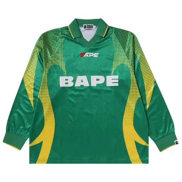 A BATHING APE Ape Flame Monogram Jacquard Logo Relaxed Fit Jersey - Green