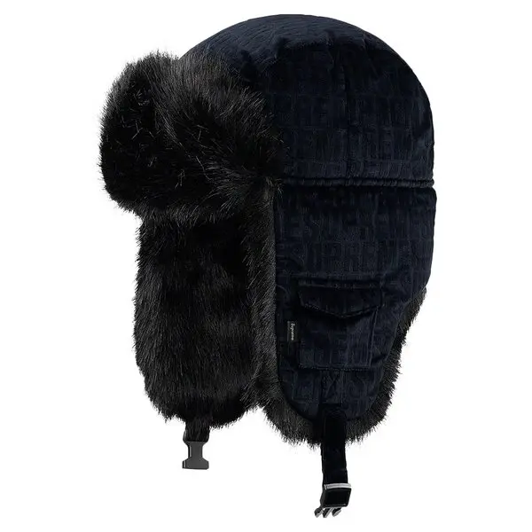 Supreme Velvet Pattern Trooper Hat - Black
