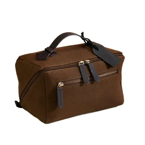 POSH TOTTY DESIGNS Dark Canvas Lay Flat Wash Bag - Brown