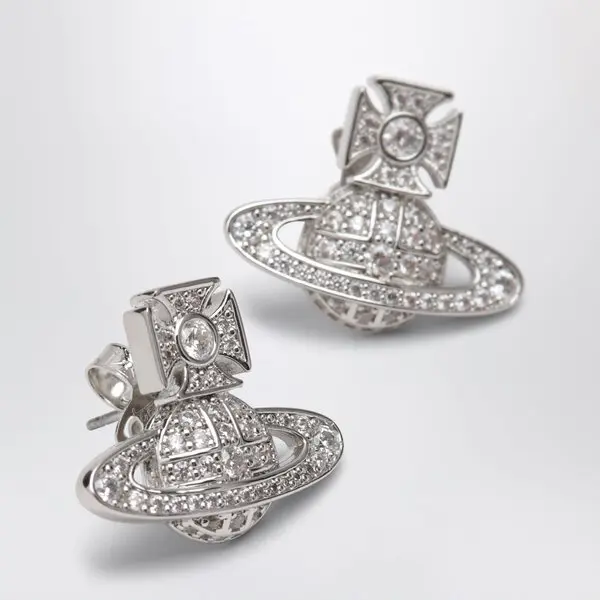 VIVIENNE WESTWOOD Platinum-tone Orb Earrings With Crystals