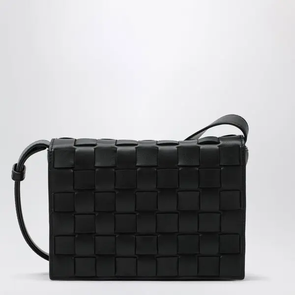 Bottega Veneta Orto Intrecciato Calf Leather Messenger Bag - Black
