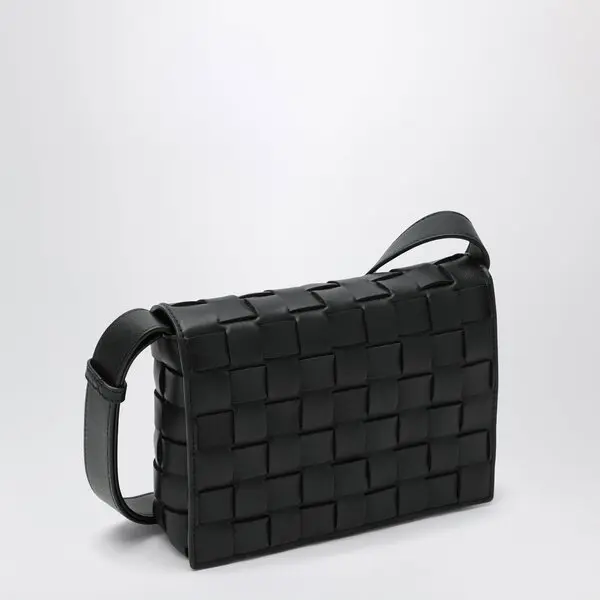 Bottega Veneta Orto Intrecciato Calf Leather Messenger Bag - Black