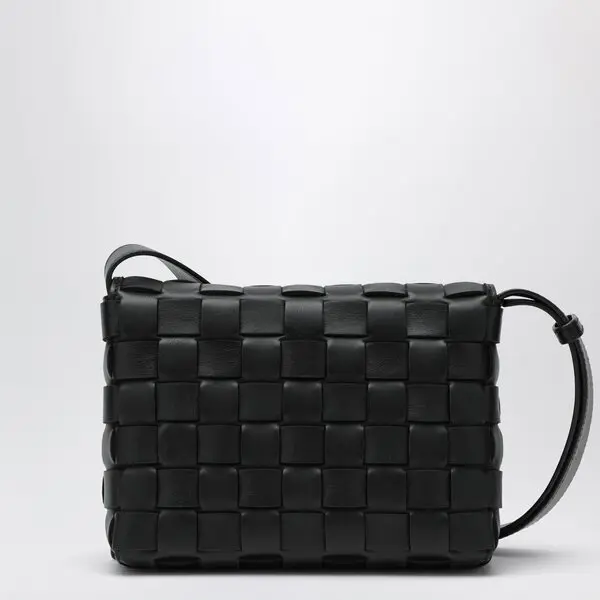 Bottega Veneta Orto Intrecciato Calf Leather Messenger Bag - Black