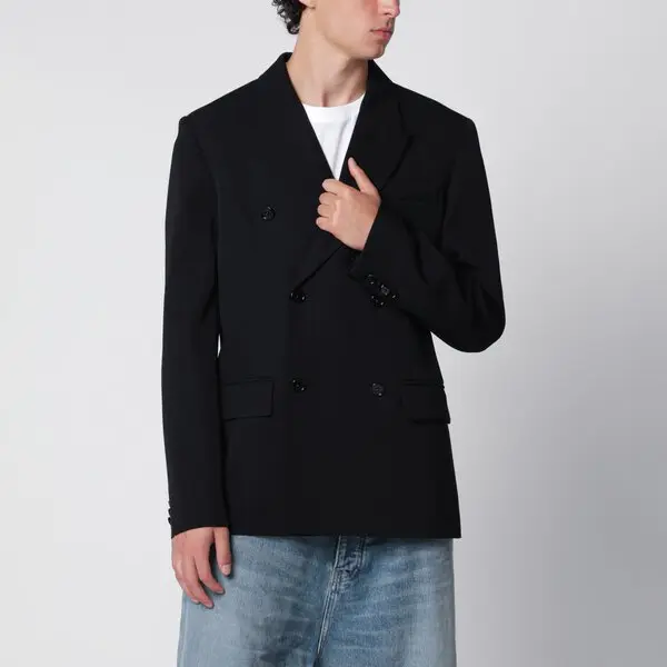 Balenciaga Double-breasted Tailored Wool Twill Jacket - Black