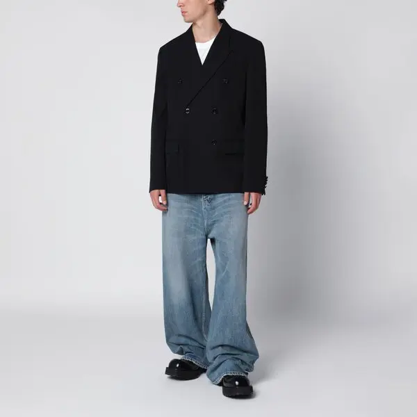 Balenciaga Double-breasted Tailored Wool Twill Jacket - Black