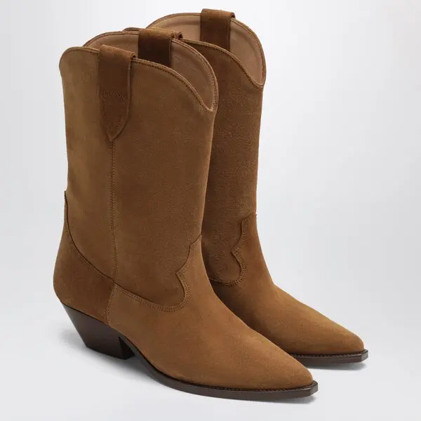 Isabel Marant Étoile Suede Cowboy Ankle Boots With Heel In Cognac