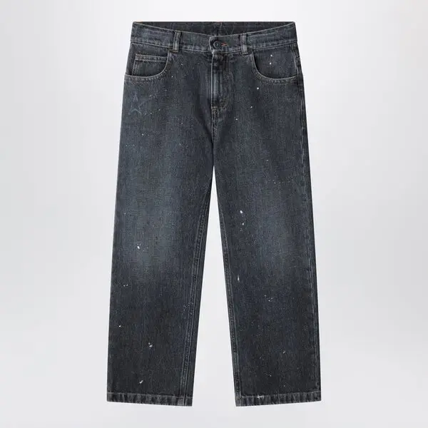 GOLDEN GOOSE Black Jeans In Faded Denim With Splashes - Grey