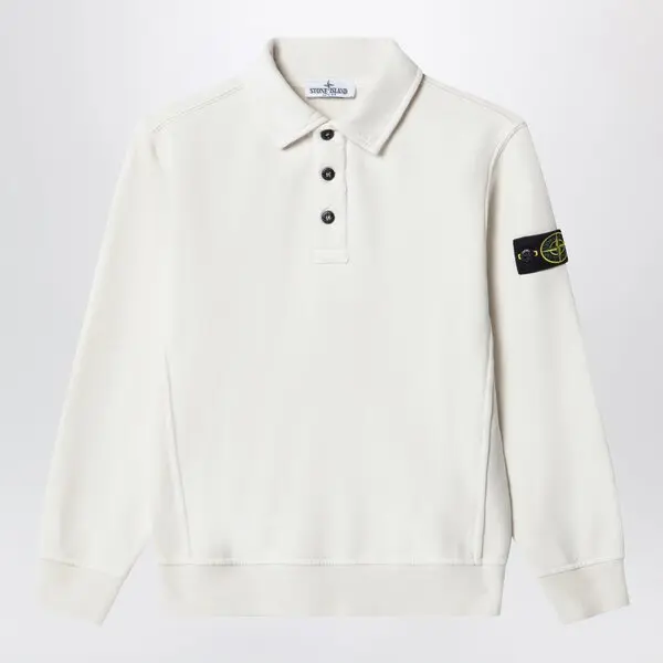 Stone Island Chalk-coloured Cotton Polo-style Sweatshirt - Beige
