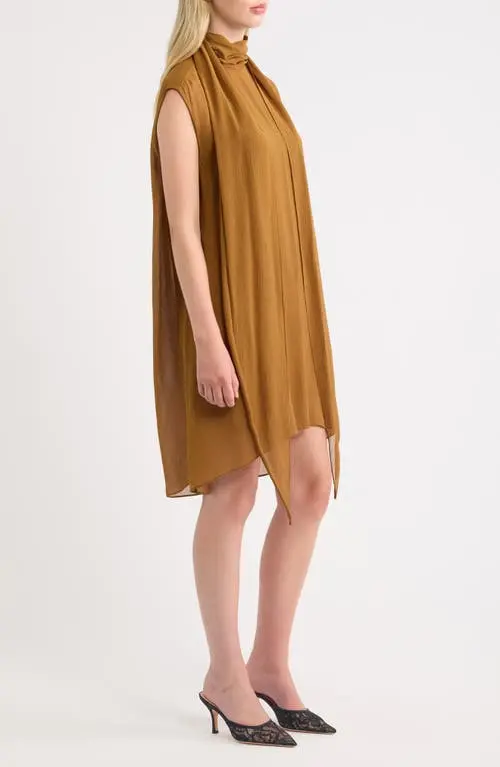 FRAME The Wisp Tie Neck Silk Shift Dress