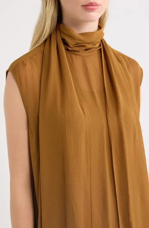 FRAME The Wisp Tie Neck Silk Shift Dress