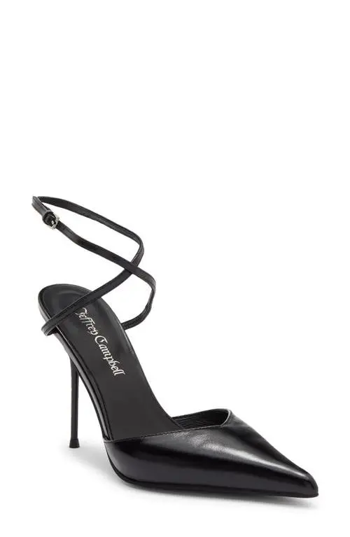 Jeffrey Campbell Bordeaux Ankle Strap Pointed Toe Pump - Black