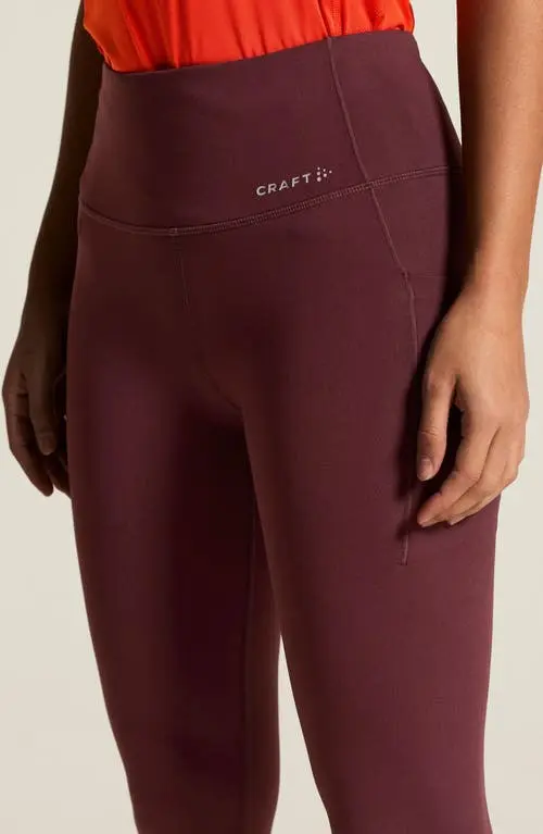 CRAFT Essence High Waist Pocket Tights - Dark Fig