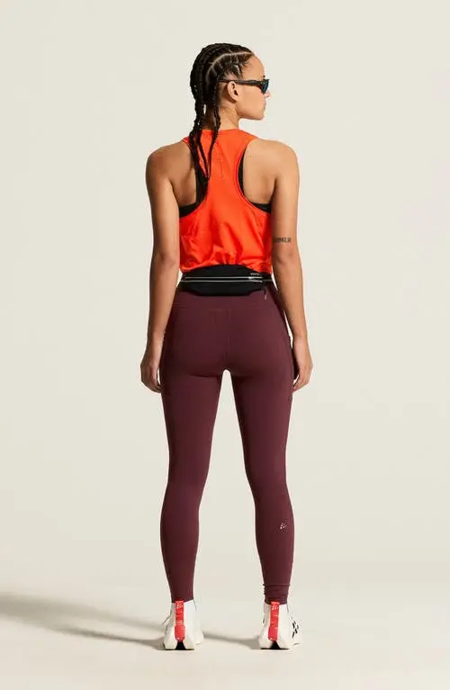 CRAFT Essence High Waist Pocket Tights - Dark Fig