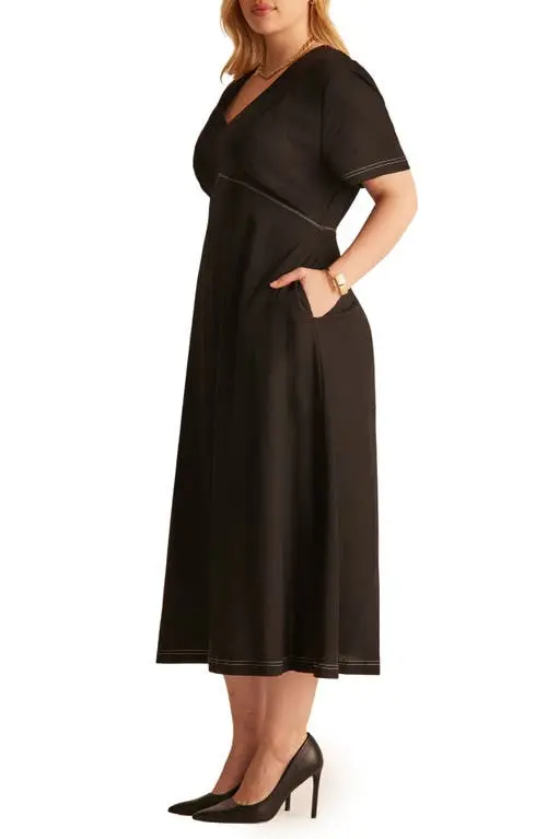 ESTELLE Alena Linen Blend Midi Dress