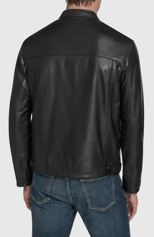 Andrew Marc Leather Racer Jacket - Black