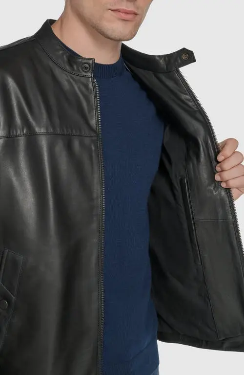 Andrew Marc Leather Racer Jacket - Black
