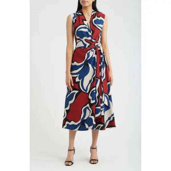 Anne Klein Surplice Wrap Midi Dress