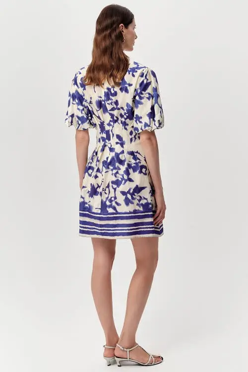 EXQUISE Puff Sleeve Mini Dress