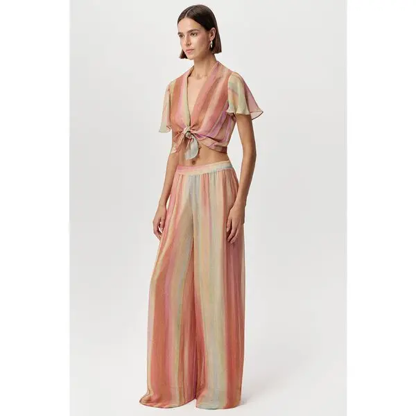 EXQUISE Absolon Elastic Waist Lined Pants - Multi Color
