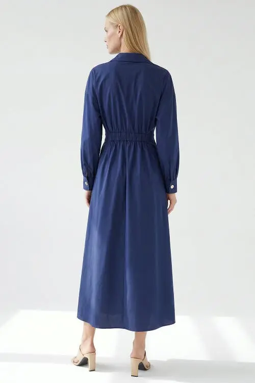 EXQUISE Delray Long Sleeve Buttoned Midi Dress